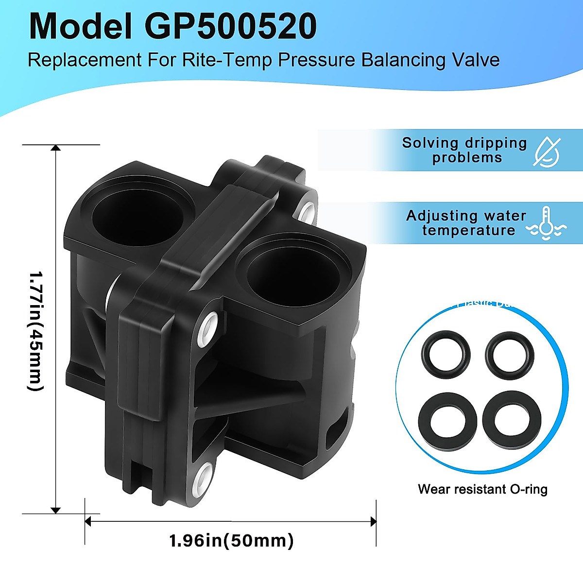 2 Pack GP500520 Pressure Balancing Unit Cartridge, Compatible with Kohler GP77759, GP77886 Shower Cartridge Replacement, for Rite-Temp and Single Handle 1/2" Pressure Balancing Shower Faucet Valve