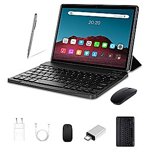 AOYODKG Tablet 2 in 1 with Keyboard, Tablet 10.1 inch Android 11, 4GB+64GB(128GB Expand), SIM 5G, Quad-Core, IPS HD Display, Dual Camera, WiFi, Bluetooth, GMS Certified Tablet PC, AYO-M40(Red)