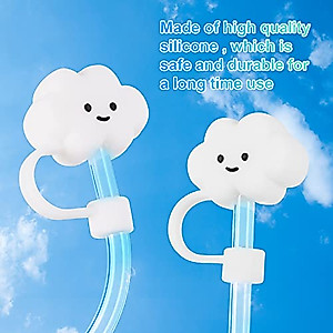 4pcs Straw Covers for Reusable Straws, Cute Straw Covers Cap Silicone Straw Tips Lids Dust-Proof Cloud Straw Covers Cap Straw Toppers for Stanley Cup Sippy Cups with 8mm Diameter Straws