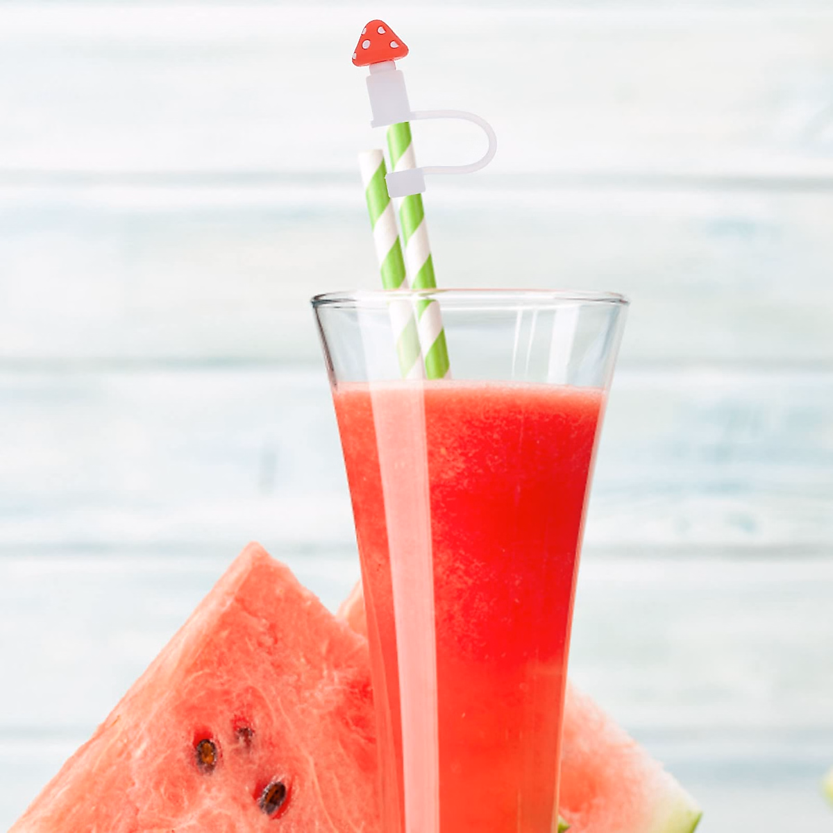 ABOOFAN 2pcs Silicone Straw Caps Mushroom Straw Tip Plugs Reusable Straw Tip Covers Cute Straw Topper Leak-proof Straw Caps for 6-8mm Straws Party Supplies