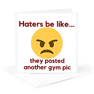 3dRose Greeting Card - Cute emoji Face with Funny Text about gym Mary Aikeen- Gym Quotes