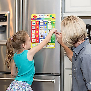 Kenson Kids "I Can Do It My Daily Checklist Incentive Chart- (35 Tasks 5 Blank Tasks) Visual Daily Magnetic Responsibility and Chore Star Chart for Ages 3-10- Daily Planner for Kids 11x 15.5 inch