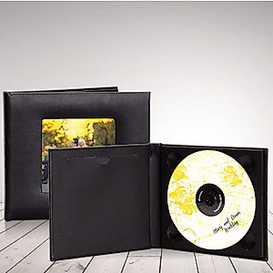 Black Leatherette Deluxe Single CD/DVD Holder with 3" x 3" Photo