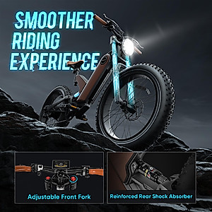 eAhora P5 (Latest Batch) Peak 1200W 20Ah Electric Bike for Adults, Fat Tire Electric Mountain Bike Downhill Full Suspension Electric Bicycle Long Range Ebike