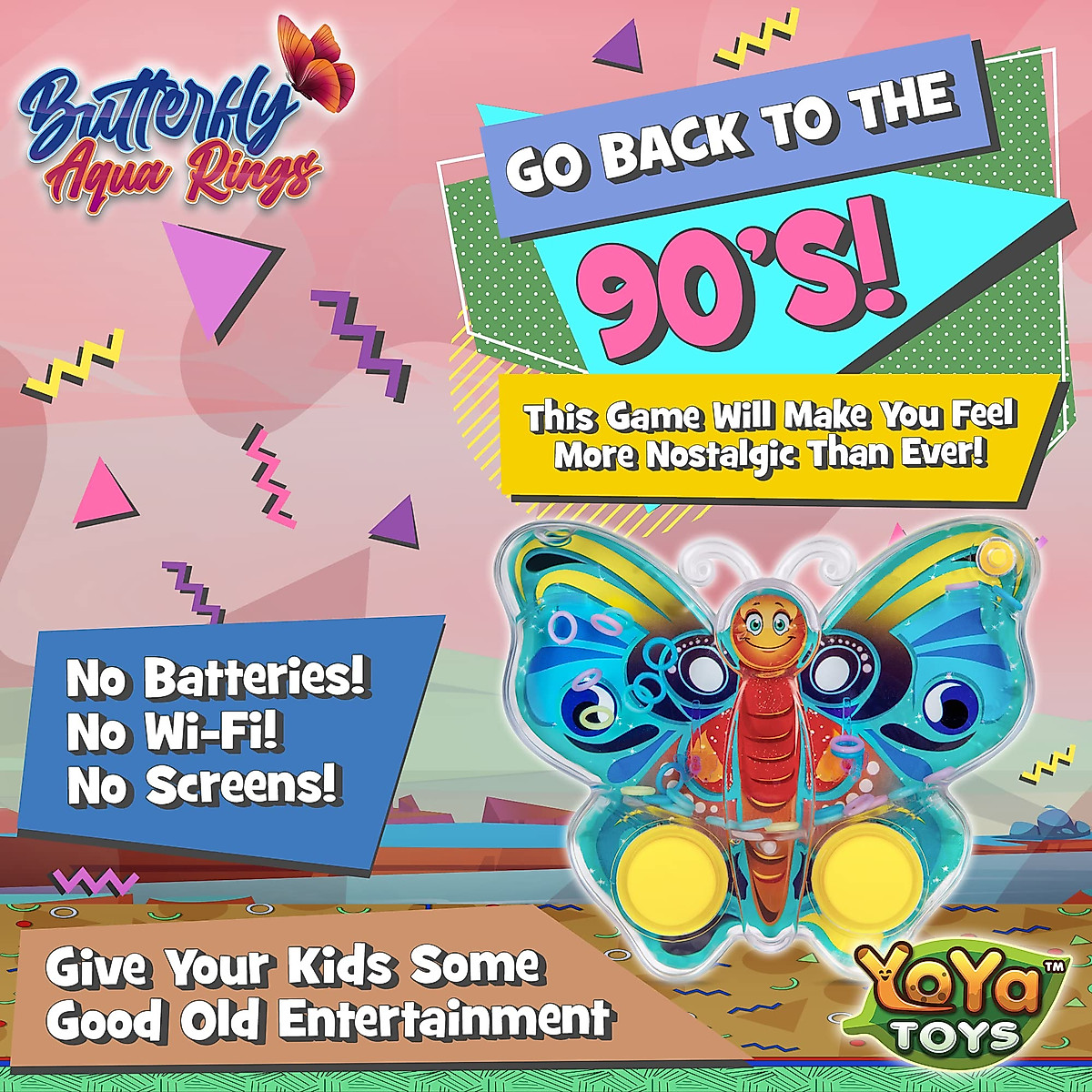 YoYa Toys Butterfly Ring Toss Handheld Game - Games for Kids Handheld with Colorful Butterfly Design, Classic-Style Retro Game, Portable & Travel-Friendly Handheld Games for Kids