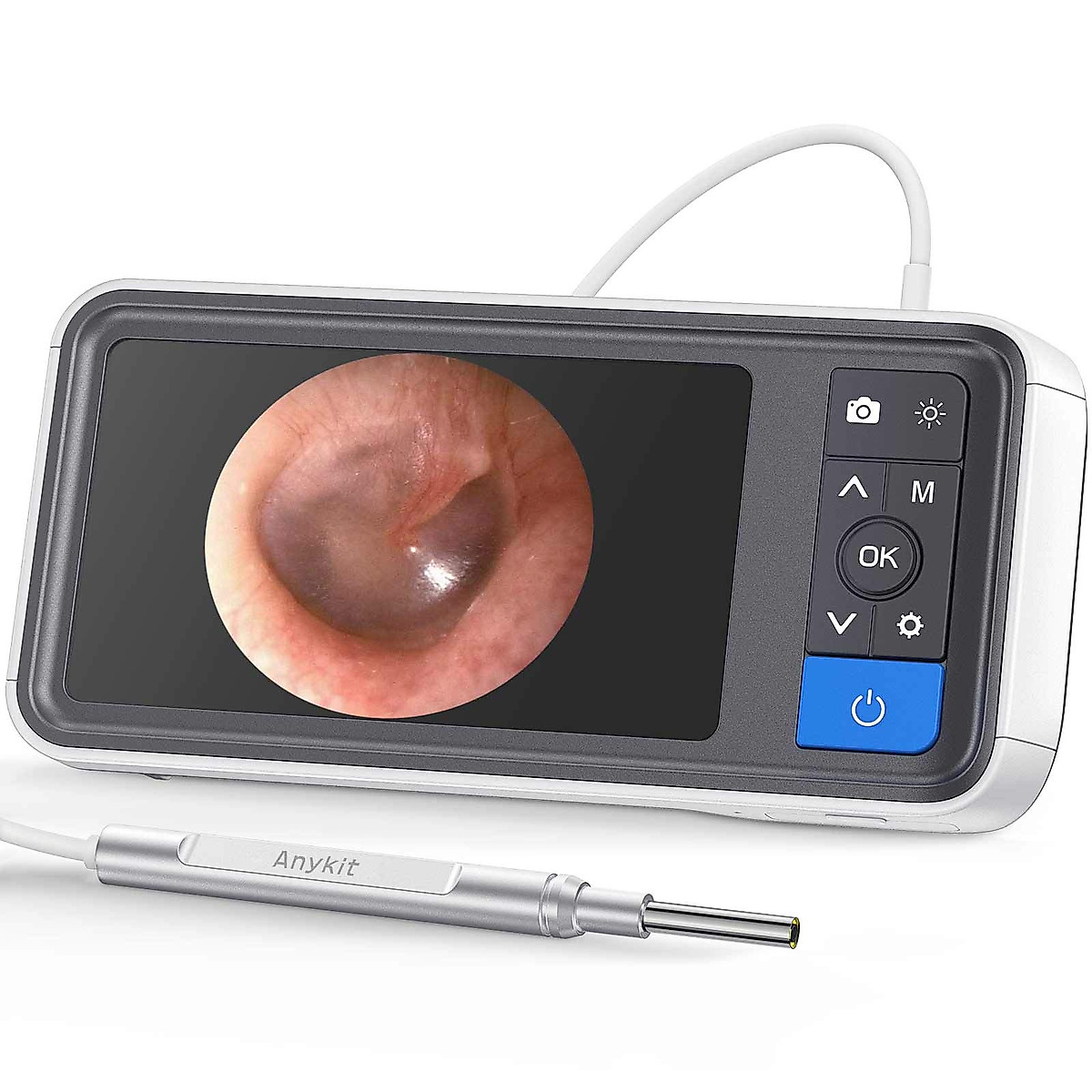 Digital Otoscope with 4.5 Inches Screen, Anykit 3.9mm Ear Camera with 6 LED Lights, 32GB Card, Ear Wax Removal Tool, Specula and 2500 mAh Rechargeable Battery, Supports Photo Snap and Video Recording