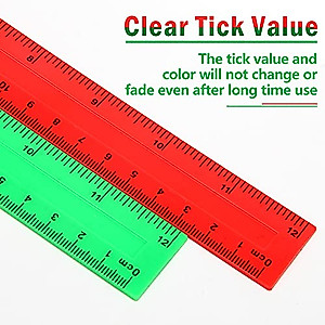 20 Pack Color Ruler 12 Inch, Winspeed Ruler with Inches and Centimeters Foldable Flexible Ruler Plastic Rulers for School（Green, Red, Yellow, Blue）