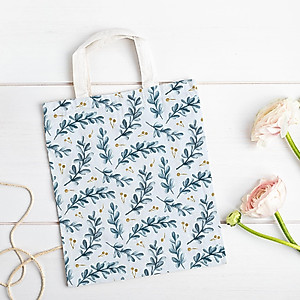 Whaline 12Pcs Winter Cotton Fabric Bundles Watercolor Christmas Fat Quarters White Blue Snowflake Leaves Printed Sewing Fabrics for DIY Handmade Crafting, 18 x 22 Inch