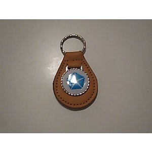 NEWPORT NEW YORKER 300 LEBARON LHS LASER WHITE LOGO LEATHER KEYCHAIN - ORANGE