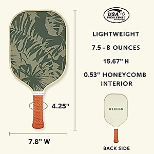 Recess Pickleball Paddles - USA Pickleball Association Approved Racket - with Honeycomb Core, Fiberglass Exterior, Canvas Covers, & Comfort Grip - Premium and Lightweight