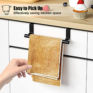 RETON 3 PCS Over Door Towel Rack, 9 Inch Stainless Steel Cabinet Towel Hanger Towel Bar Holders, Kitchen Towel Holder with Anti-Slip Pads, No Drilling (Black)