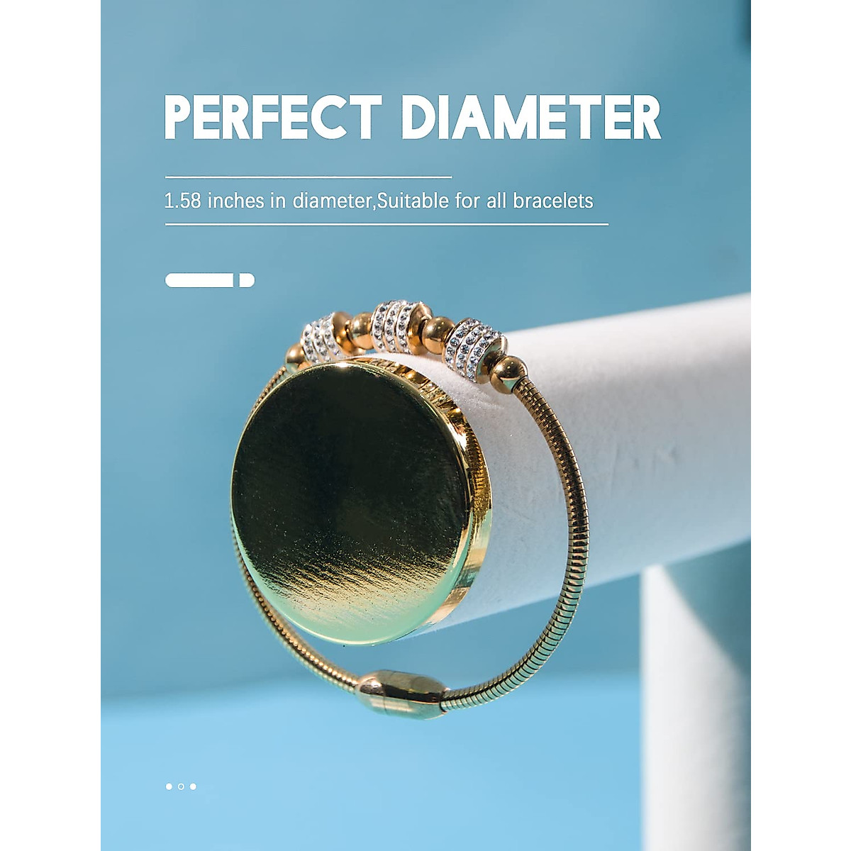 Ausalivan Bracelet Holder Stand,Bracelet Organizer Display for Selling,Bangle Organizer for Women,Watch Storage Holder for Men,Jewelry Business Supplies （Bracelet Stand Beige Velvet（Golden Metal Lid））