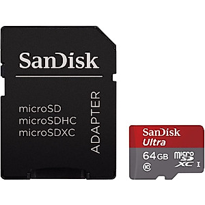 SanDisk Ultra 64GB UHS-I/Class 10 Micro SDXC Memory Card With Adapter- SDSDQUAN-064G-G4A [Old Version]
