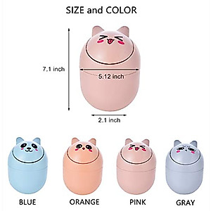 HPH Little Trash Can Cute Desktop Trash Can for Office Desktop Coffee Table Kitchen Small Garbage Can Cute Plastic Trash Can Shake Cover Bucket Small Paper Basket