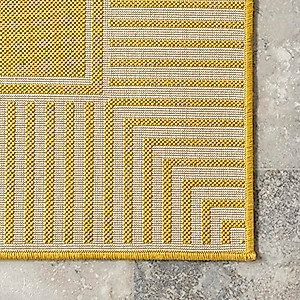 nuLOOM Asha Simple Border Indoor/Outdoor Area Rug, 8' x 10', Yellow