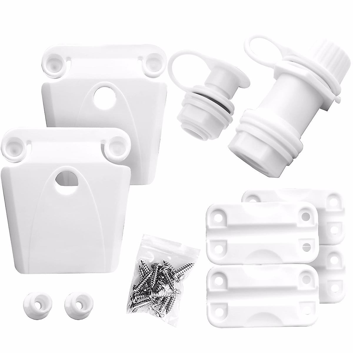 Cooler Replacement Parts Kit, Ice Chest Plastic Hinges, Latch Posts, and Screws, Threaded, and Triple-Snap Drain Plug. The best option for repairing and replacing multiple cooler parts.