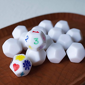 15 pcs D12 White Blank dice 25 mm for Board Games, Teaching and DIY