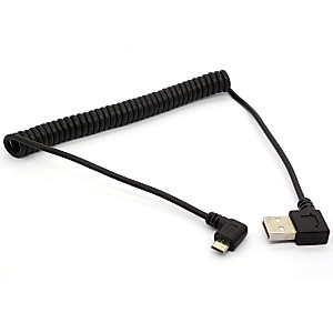 GLHONG Angled USB Cable, 3 Feet, Black, USB 2.0 to Micro USB, 480 Mbps, Fast Charging, Compatible with Smartphone, Tablet, Laptop