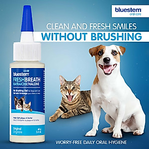 bluestemTM No Brush Dog Dental Gel - Dog Oral Gel to Freshen Breath, and Fights Plaque and Tartar - Brushless Toothpaste for Dogs