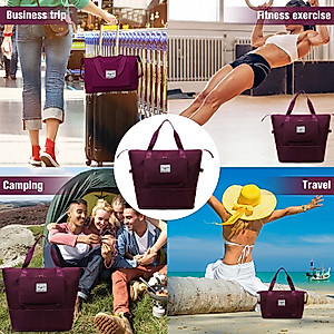 Foldie Travel Bag Expandable Tote Bag for Travel Large Capacity Travel Bag Lightweight Weekender Bag Dry And Wet Separation Folding Travel Bag for Gym, Travel, Vacation(Fuchsia)