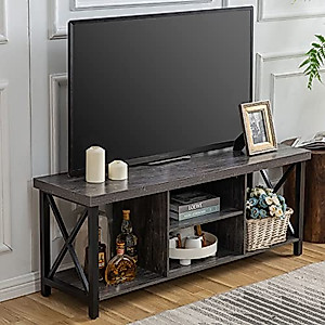 GAZHOME TV Stand for TV up to 55 Inches, TV Cabinet with Open Storage, TV Console Unit with Shelving for Living Room, Entertainment Room, Industrial, Grey