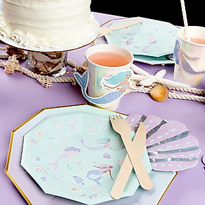 Coterie Unicorn Party Cups (Set of 10) - Party Cups For Unicorn Party, Birthday Party, Baby Shower - Unicorn Party Supplies | 9oz Iridescent Cups with Glitter Stick-On Unicorns | Paper