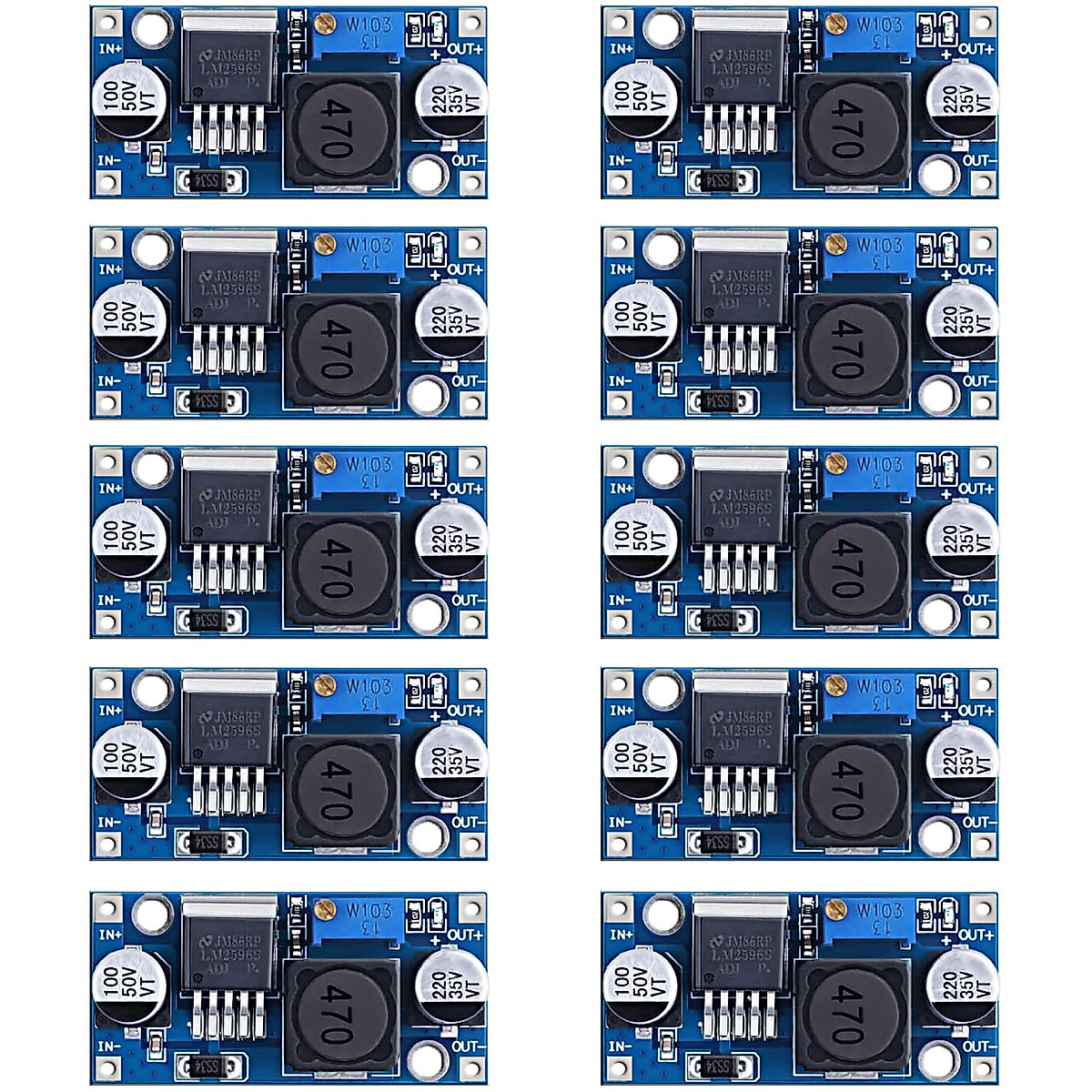 Dafurui 10 Pack LM2596 DC-DC Adjustable Buck Converter 3.0-40V to 1.5-35V Power Supply Step Down Voltage Regulator Module
