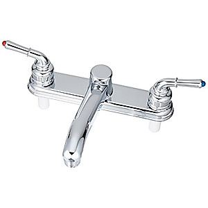 EZ-FLO Kitchen Faucet, Two-Handle Non-Metallic, Washerless Deck Mount with Side Spray, Polished Chrome Finish, EZ-10125