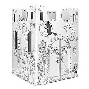 Easy Playhouse Haunted Castle - Kids Art & Craft for Indoor & Outdoor Fun, Color, Draw, Doodle on Halloween Friends– Decorate & Personalize a Cardboard Fort, 32" X 32" X 43. 5"