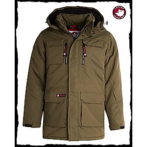 CANADA WEATHER GEAR Men's Winter Coat - Heavyweight Teflon Canvas Cargo Parka Jacket (M-XXL), Size X-Large, Olive Green