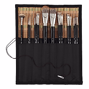 Creative Mark Paint Brush Roll Up Case - Bamboo Brush Mat with Tie Closure, 8 Large Pockets for Short and Long Handle Brushes, Breathable Design for Artists, Teachers, Students