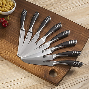 ALLWIN-HOUSEWARE W Premium 8-Piece German High Carbon Stainless Steel Steak Knife Set, Double Forged Full Tang Kitchen Dinner Steak Knives