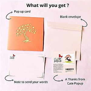 CUTE POPUP - Happy Anniversary Pop Up Card, Romantic Love Cherry Blossom Card, Valentines Day Pop Up Card Thinking of You for Couple, Wife, Girlfriend - Handmade Present on any Occasion 6'' x 6''