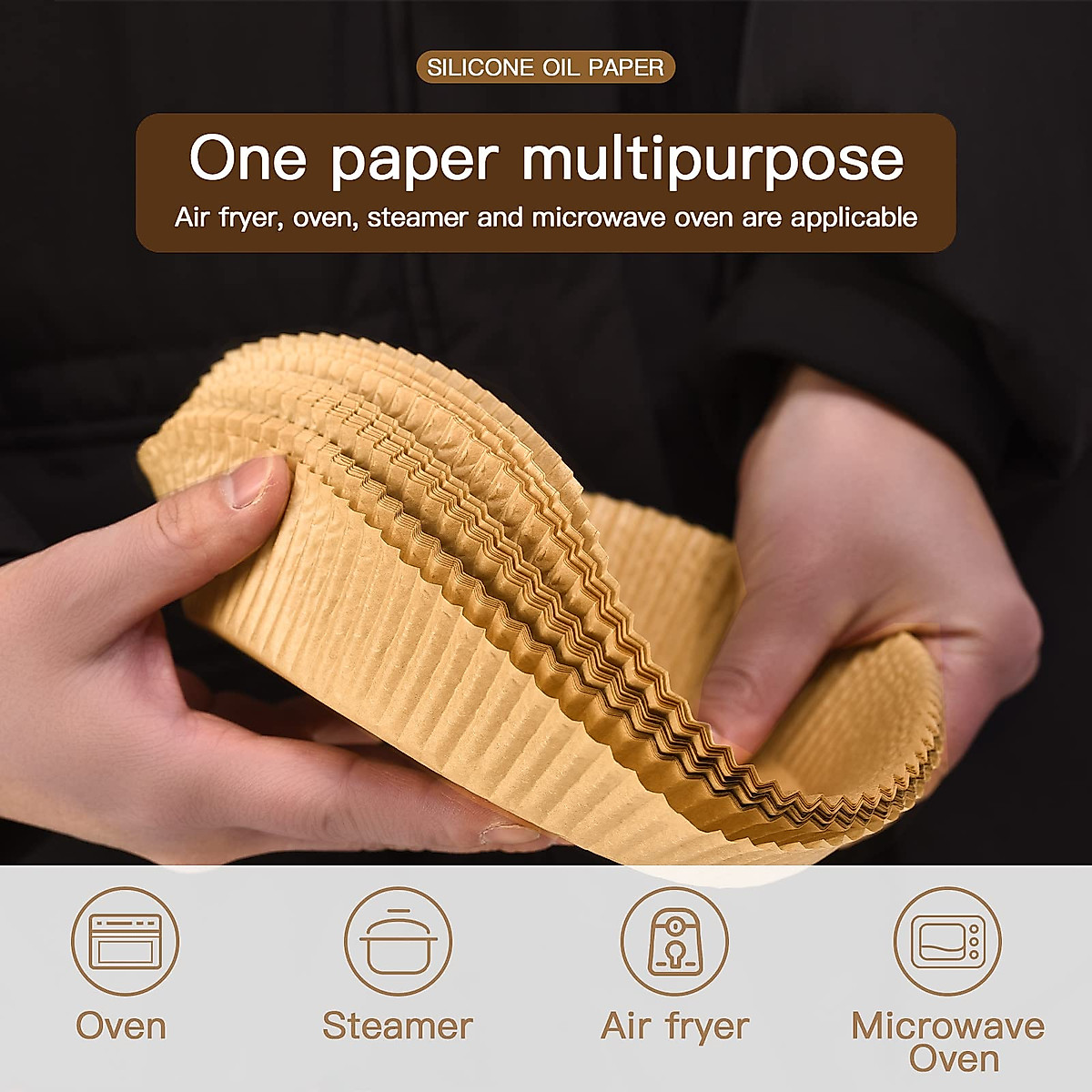 AW&SH Air Fryer Liners, 100PCS Air Fryer Parchment Paper Liners, 7.9 Inch Non-Stick Oil-proof Air Fryer Disposable Paper Liner