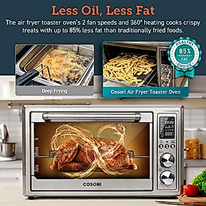 COSORI 12-in-1 Air Fryer Toaster Oven Convection Roaster with Rotisserie & Dehydrator, 30L, Silver & Electric Kettle Glass Boiler Hot Water & Tea Heater with LED Indicator Light, 1.7L, Black