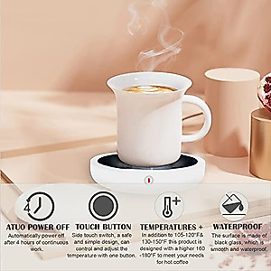 Mug Warmer for Coffee and Tea, Midgod Electric Beverage Warmers for Travel, Office Home Desk Use, Smart Thermostat Coaster Keep Coffee, Beverage, Milk, Tea and Hot Chocolate Warm (White)