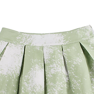 Dressever Women's Vintage A-line Printed Pleated Flared Midi Skirts Christmas Trees X Large