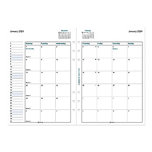 Filofax Calendar Diary Refill, A5 Size, Month-to-View, White Paper, English, 2024 (C68510-24)