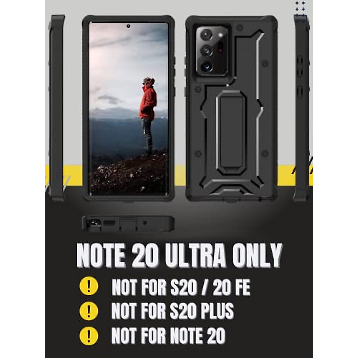 ArmadilloTek Vanguard Compatible with Samsung Galaxy Note 20 Ultra 5G Case (2020 Release) Military Grade Full-Body Rugged with Built-in Kickstand [Screenless Version] - Black