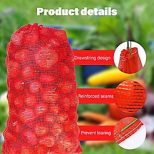 24 Pack 20'' x 14'' Mesh Onion Bags, Reusable Drawstring Fresh Produce Storage Bags for Onions, Vegetables, Potatoes, Citrus, Crawfish Firewood