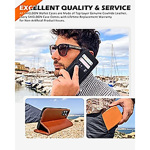 SHIELDON Wallet Case for Galaxy S23 5G 2023, Genuine Leather Folding Wallet Case with Kickstand RFID Blocking Card Slots Magnetic Shockproof Phone Cover Compatible with Galaxy S23 6.1" - Purple