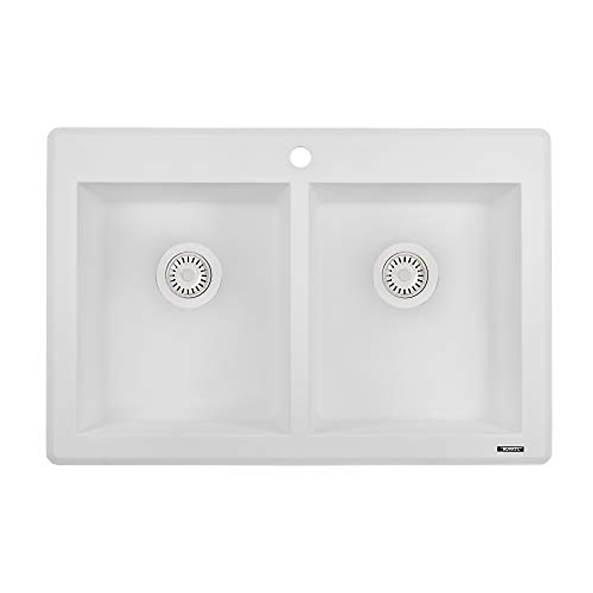 Ruvati 33 x 22 inch Drop-in Topmount Granite Composite Double Bowl Kitchen Sink - Arctic White - RVG1388WH