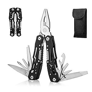 14-In-1 Multitool with Safety Locking, Professional Stainless Steel Multitool Pliers Pocket Knife, Bottle Opener, Screwdriver with Nylon Sheath ，Apply to Survival,Camping, Hunting and Hiking
