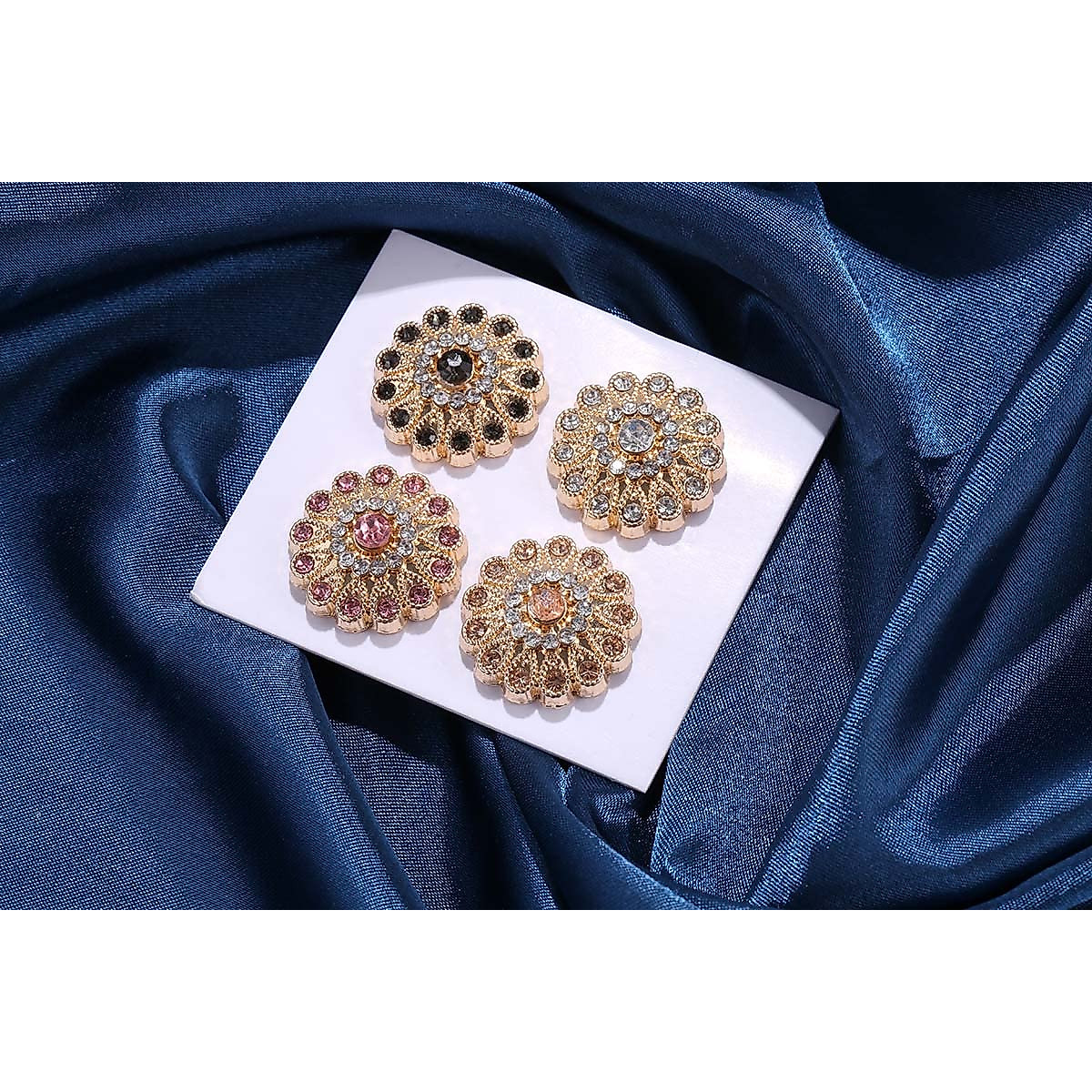 INLOLLY Strong Hijab Magnets Rhinestone Scarf Magnets for Hijab Magnetic Pins for Scarves Hijab Scarf for Women Girls Hijab Niqab Muslim Islamic Turban (FlowerB-Black+Clear+Gold+Pink)