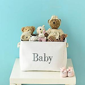 INough Storage Basket for Nursery, Baby Toys Storage Bins, Empty Large Basket,for Baby Girls or Boys Room,Wipes and Diapers, Storage Box for Nursery/Kids Room (16 x 12.2 x 11 Inches)