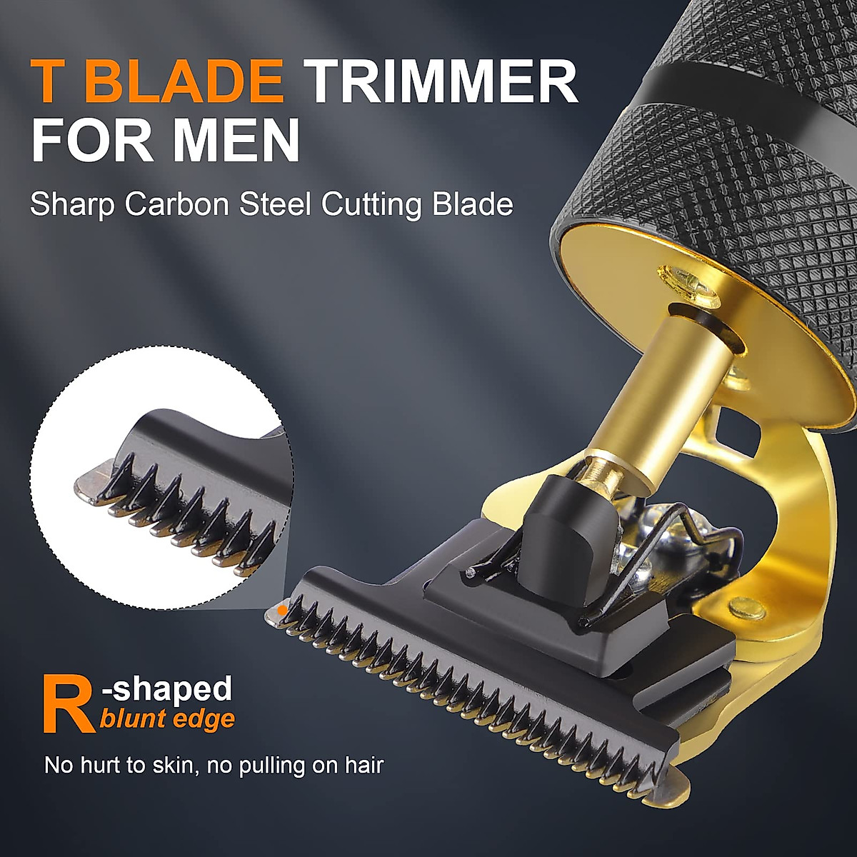 Hair Clippers for Men, Beard Trimmer Zero Gapped Cordless Hair Trimmer T-Blade Trimmer Mens Hair Clippers Shaver Edgers Clippers Grooming Kit with Guide Combs Gifts for Men (Gold)