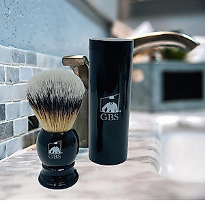 G.B.S Shaving Brush Canister, Travel Case Tube for all kind of brushes, Shave Brush Holder, Black