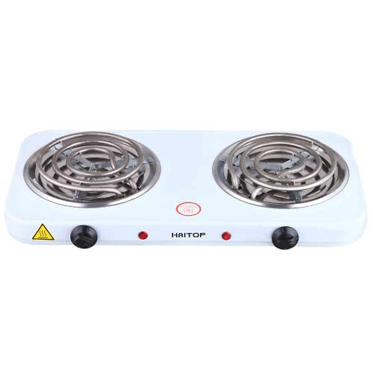 HAITOP Countertop Burner Electric Double Burners 2000 Watts Electric Hot Plate Temperature Controls Power Indicator Lights Easy to Clean