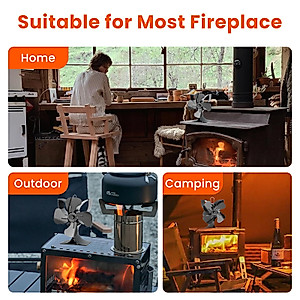 Miaton Heat Powered Wood Stove Fan and Mr Buddy Heater Fan (Included Bracket), Non Electric Fireplace Fan Eco fan Thermal Fan Thermoelectric Fan