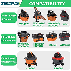 Zibopon VF3501 Dust Bags Replacement for Ridgid & Workshop 3-4.5 Gallon Vacuums, Part# 23738 VF3501 Size CDust Collection Bags(4 Pack)
